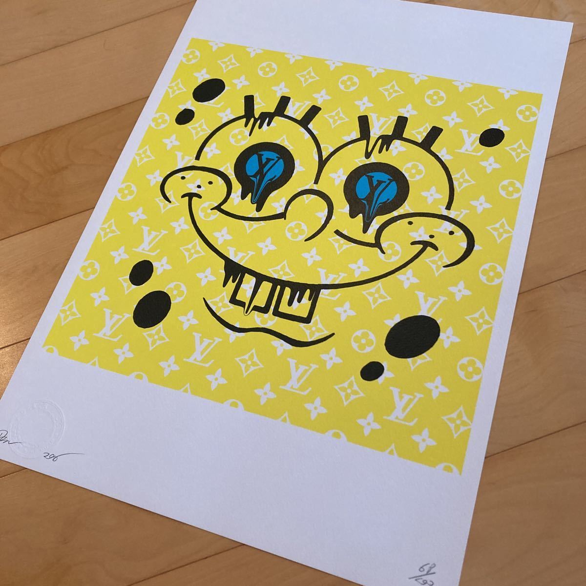 【未使用に近い】DEATH NYC art poster シルクスクリーン SPONGE BOB スポンジボブ LOUIS VUITTON ...
