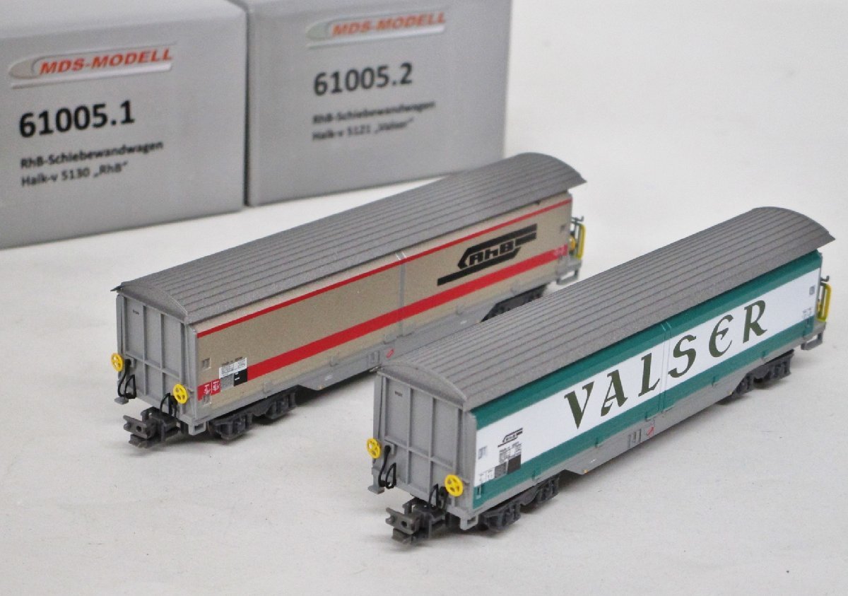 【やや傷や汚れあり】MDS-Modell 61005.1+61005.2 レーティッシュ鉄道(RhB) スライドバン貨車【ジャンク ...