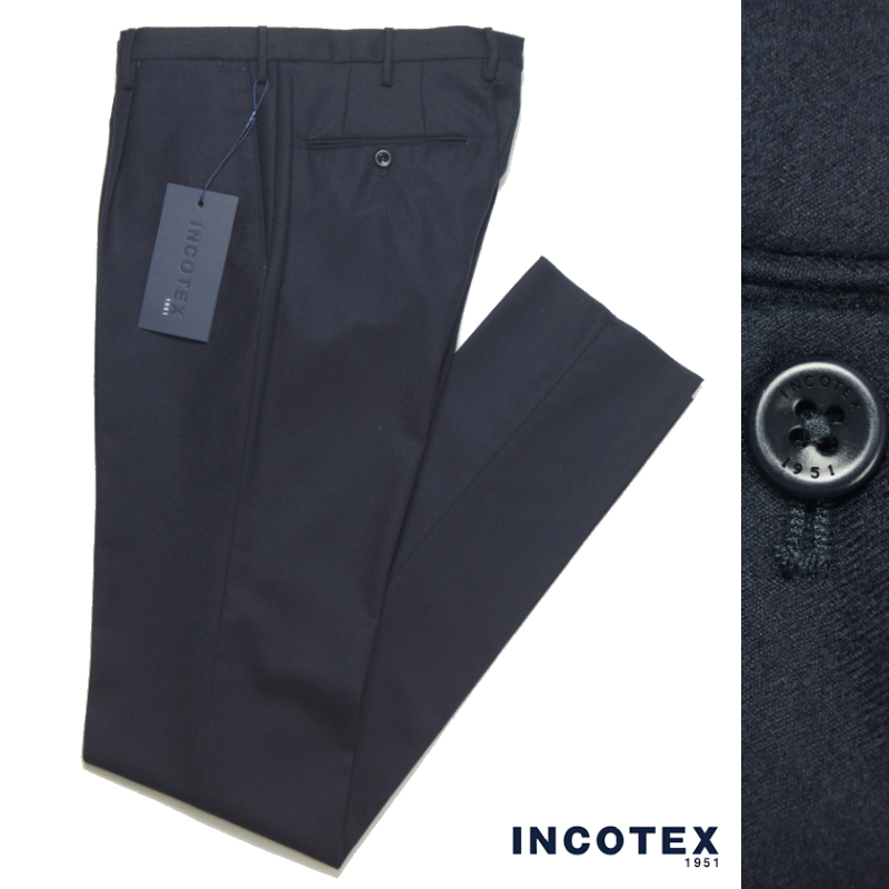 【未使用】【新品・秋冬】定価4.2万 INCOTEX インコテックス《高級 SUPER 100's ウール》起毛 サキソニー ウール スラックスパンツ 48(L) 濃紺の落札情報詳細 ...