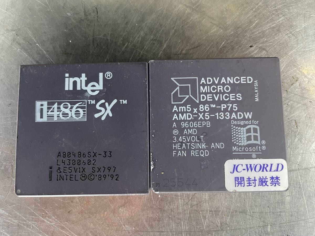 【傷や汚れあり】 Intel i486 SX ADVANCED MICRO DEVICES AM5X86-P75 AMD-X5-133ADWの ...