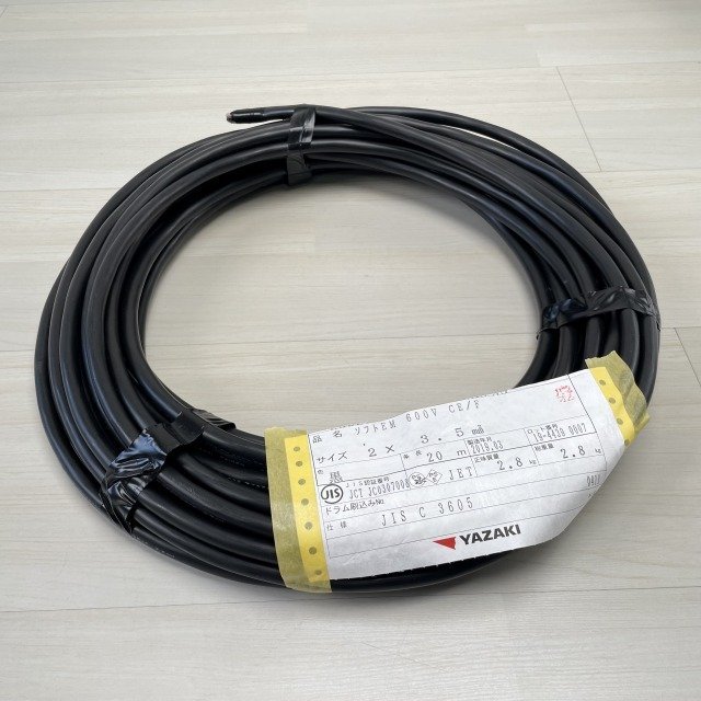 【未使用に近い】EM 600V CE/F 2×3.5mm 600V架橋ポリエチレン絶縁耐燃ポリエチレンシースケーブル 20m 黒 矢崎 【未使用 開封品】 K0041774の落札情報詳細 ...