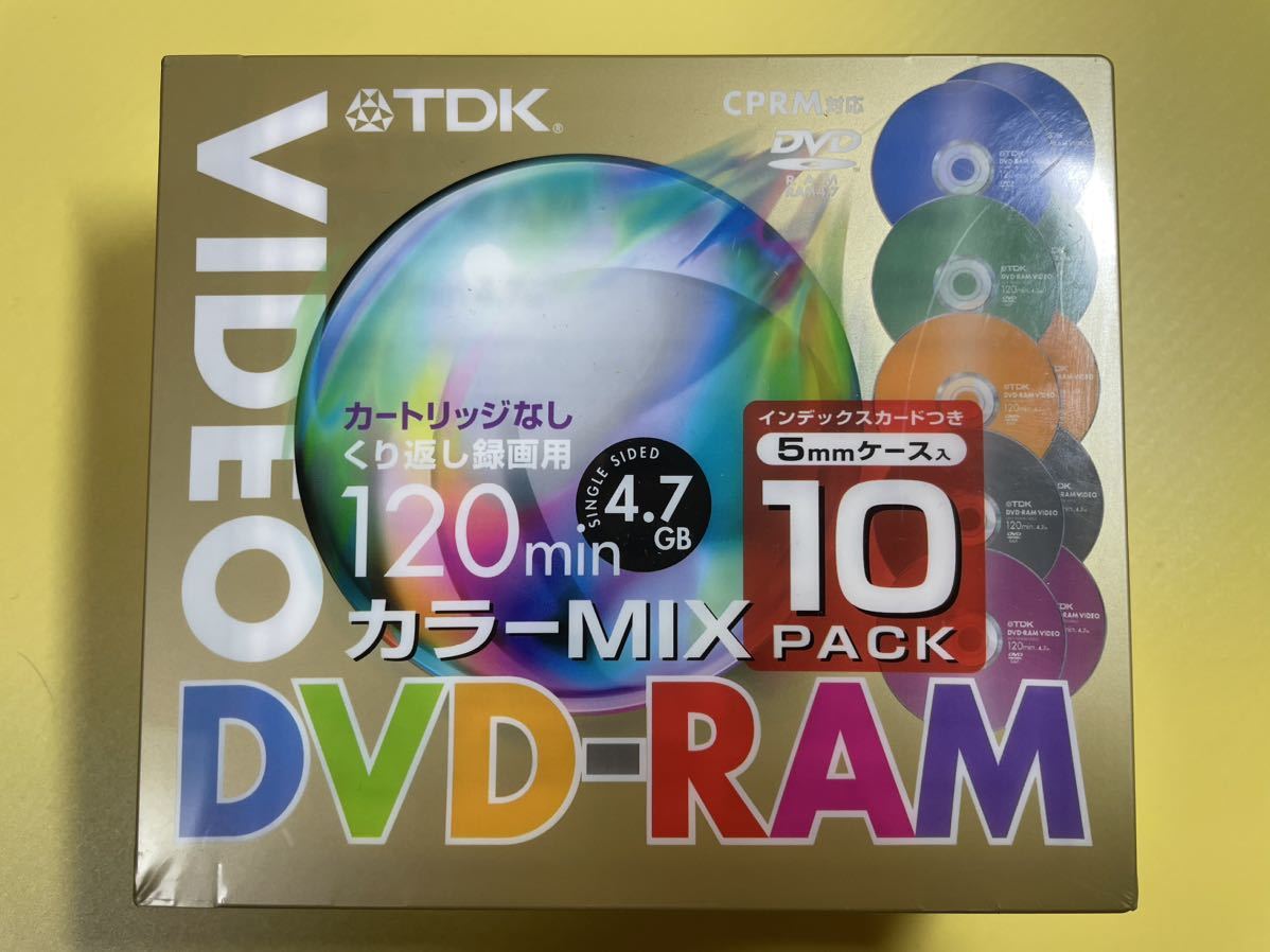 【未使用】【未開封】 TDK DVD-RAM くり返し録画用 カートリッジなし 120分 4.7GB CPRM対応 カラーMIX 10PACK (10枚入り) DVD-RAM120X10MAの ...