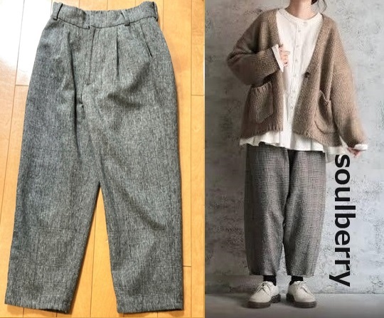 【やや傷や汚れあり】 soulberry/ソウルベリー グレンチェック柄 アウトタック ワイド クロップドパンツ sizeM グレー系 秋冬の落札情報詳細 - ヤフオク落札価格検索 オークフリー