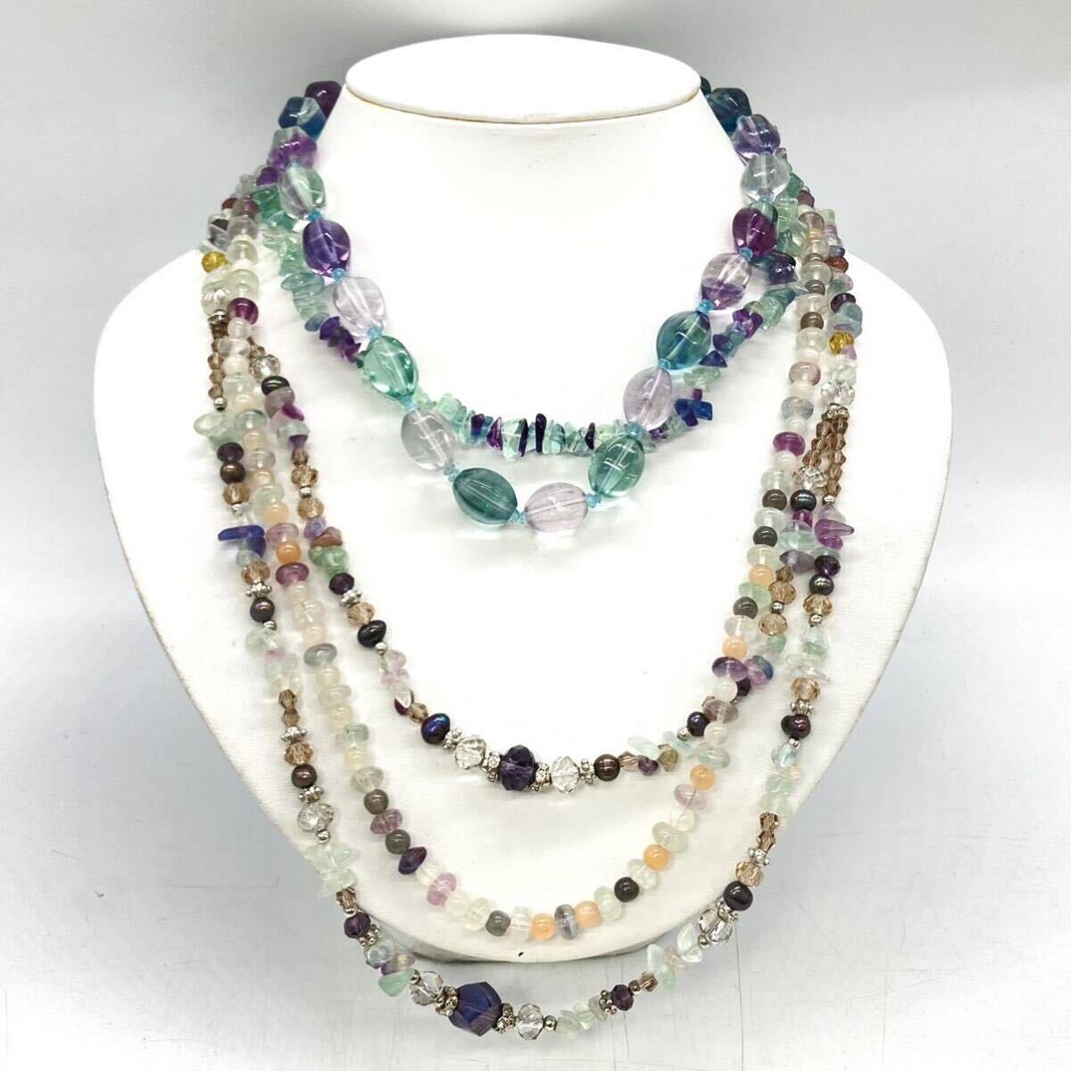 【傷や汚れあり】 フローライトネックレス a約186g necklace ネックレス マルチカラー 蛍石 フルオライト アクセサリー accessory シルバー 925刻印 DA0の落札情報 ...