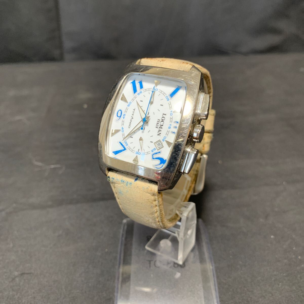 【やや傷や汚れあり】LOCMAN ITALY ロックマン REF.484 腕時計 文字盤 ホワイト スクエア クロノグラフ メンズ ウォッチ ...