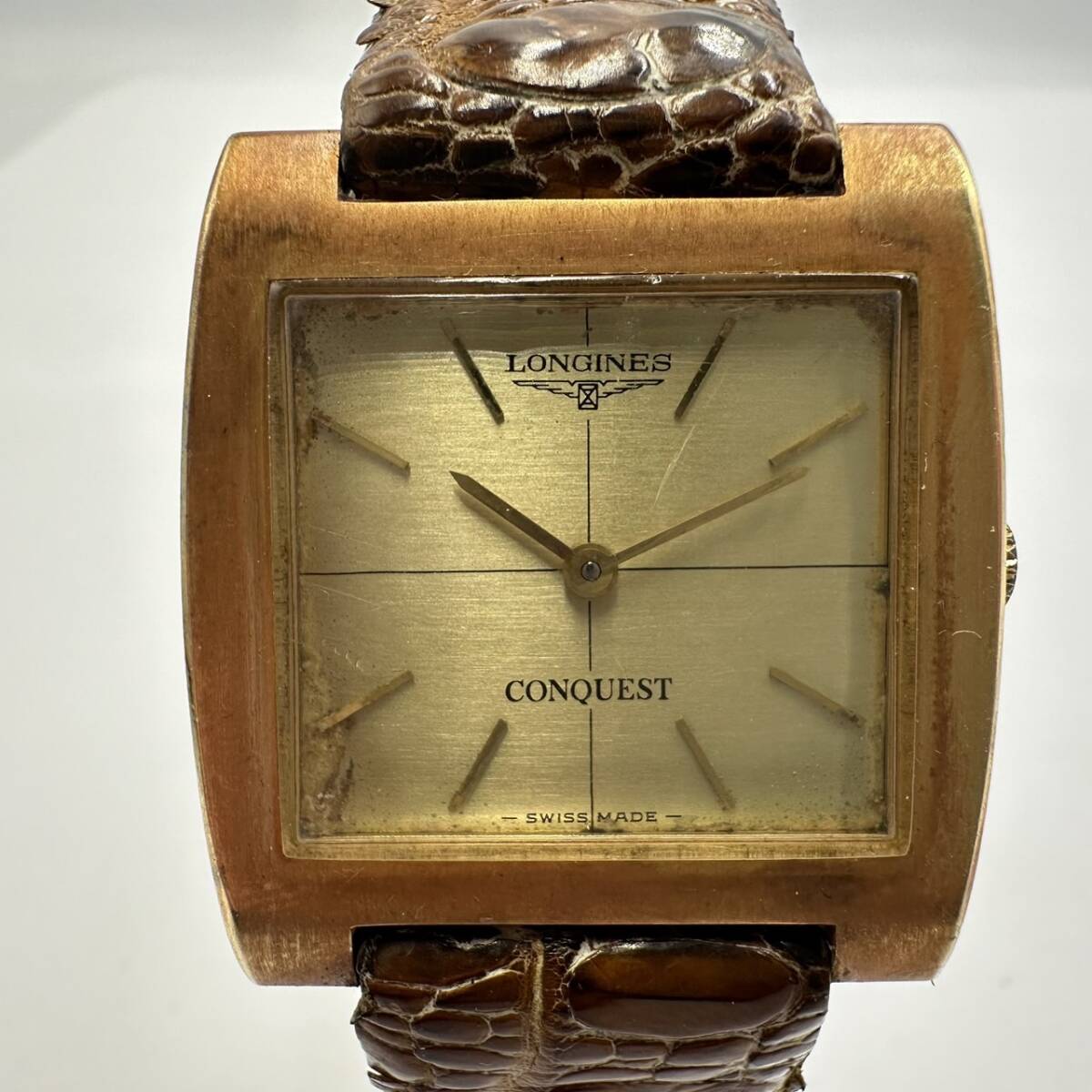 【傷や汚れあり】D119-SK10-716 LONGINES ロンジン CONQUEST コンクエスト 手巻き ゴールド文字盤 2針 アナログ メンズ 腕時計 約30mm ①の落札情報詳細 ...