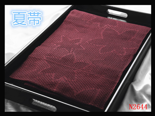 【目立った傷や汚れなし】【N2644】厳選美品 夏帯 羅 紅葉紋 蘇芳色地 気品豊かに 正絹高級美術名古屋帯 検 簪着物袋帯名古屋帯帯締めの ...