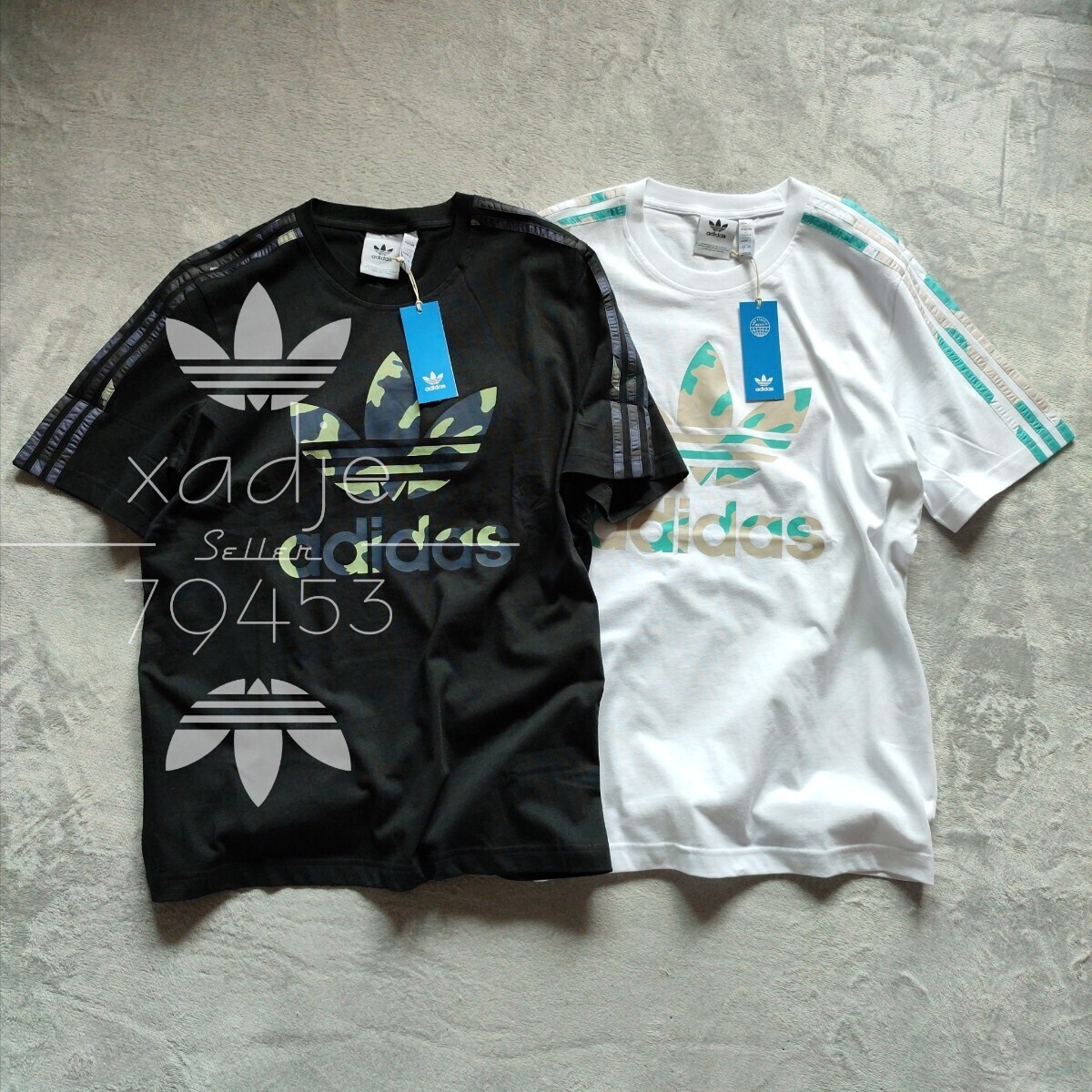 【未使用】新品 正規品 adidas originals アディダス オリジナルス 2枚セット 半袖 Tシャツ プリント 黒 ブラック 白 ホワイト 迷彩 2XO 3XLの落札情報詳細 ...