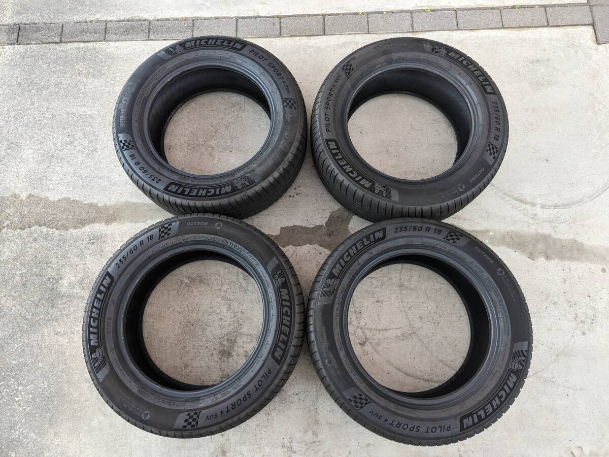 【目立った傷や汚れなし】2022年製 ミシュランタイヤ パイロットスポーツ4 SUV 235/60R18 MICHELIN PILOTSPORT4 SUV 4本セット CX-60 レクサスNX ...