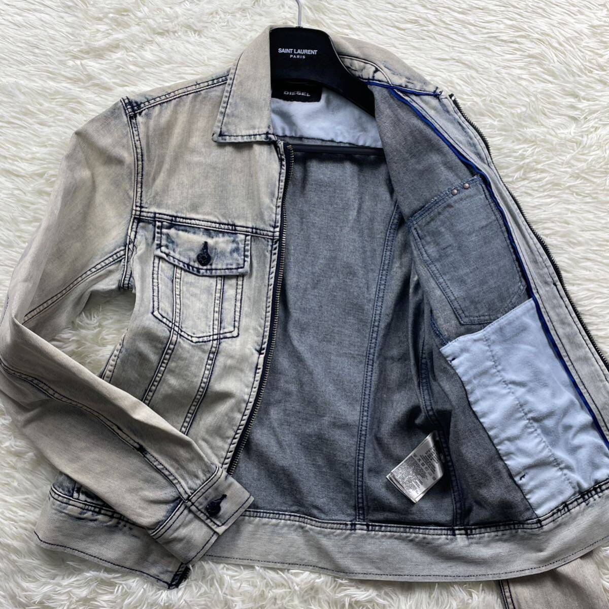 【目立った傷や汚れなし】美品 DIESEL【XL位】ディーゼル デニムジャケット Gジージャン ライダース ダメージ加工 ブリーチ プレート ロゴ 刻印ボタン グレー 灰色の落札情報詳細 ...