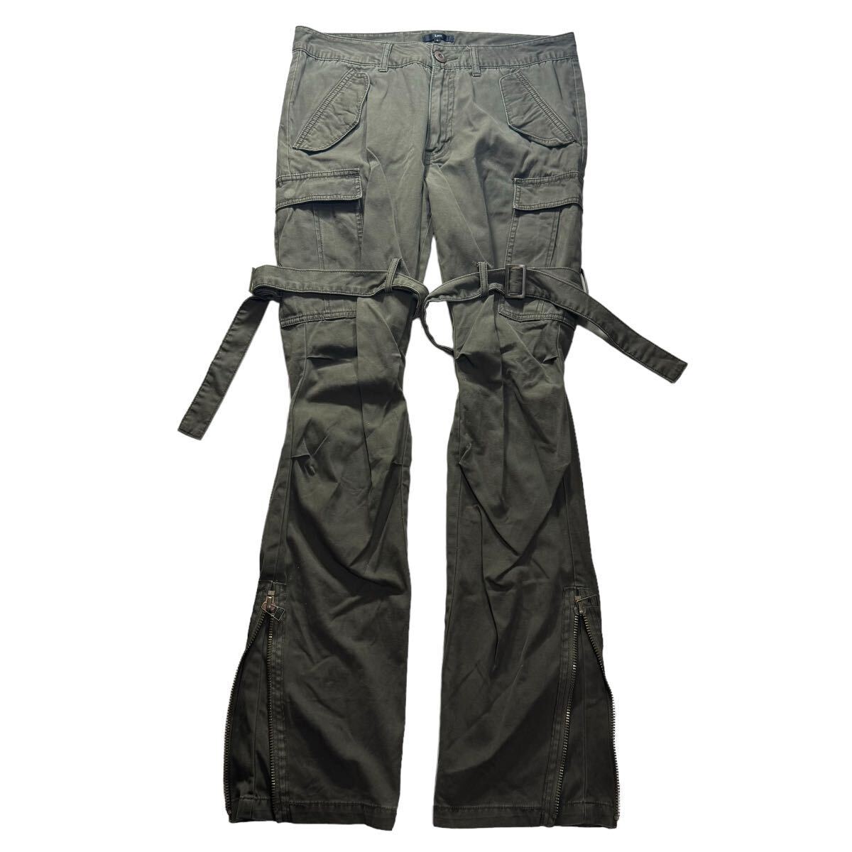 【目立った傷や汚れなし】00s japanese label Y2K zip flare bondage cargo pants 14th ...