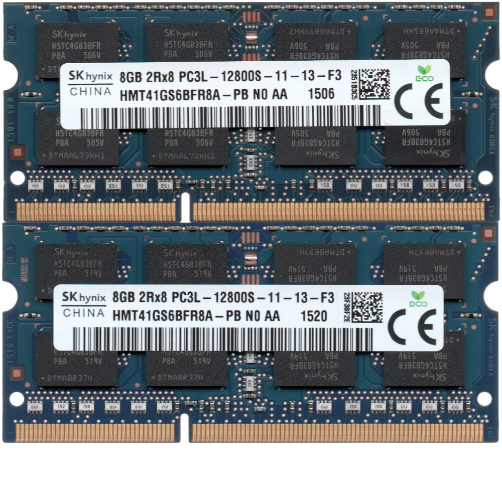 【傷や汚れあり】【DDR3 8GBx2枚 合計16GB ノートPC用】＜動作確認済＞SK hynix 低電圧 1.35V DDR3L-1600 (PC3L-12800S ...