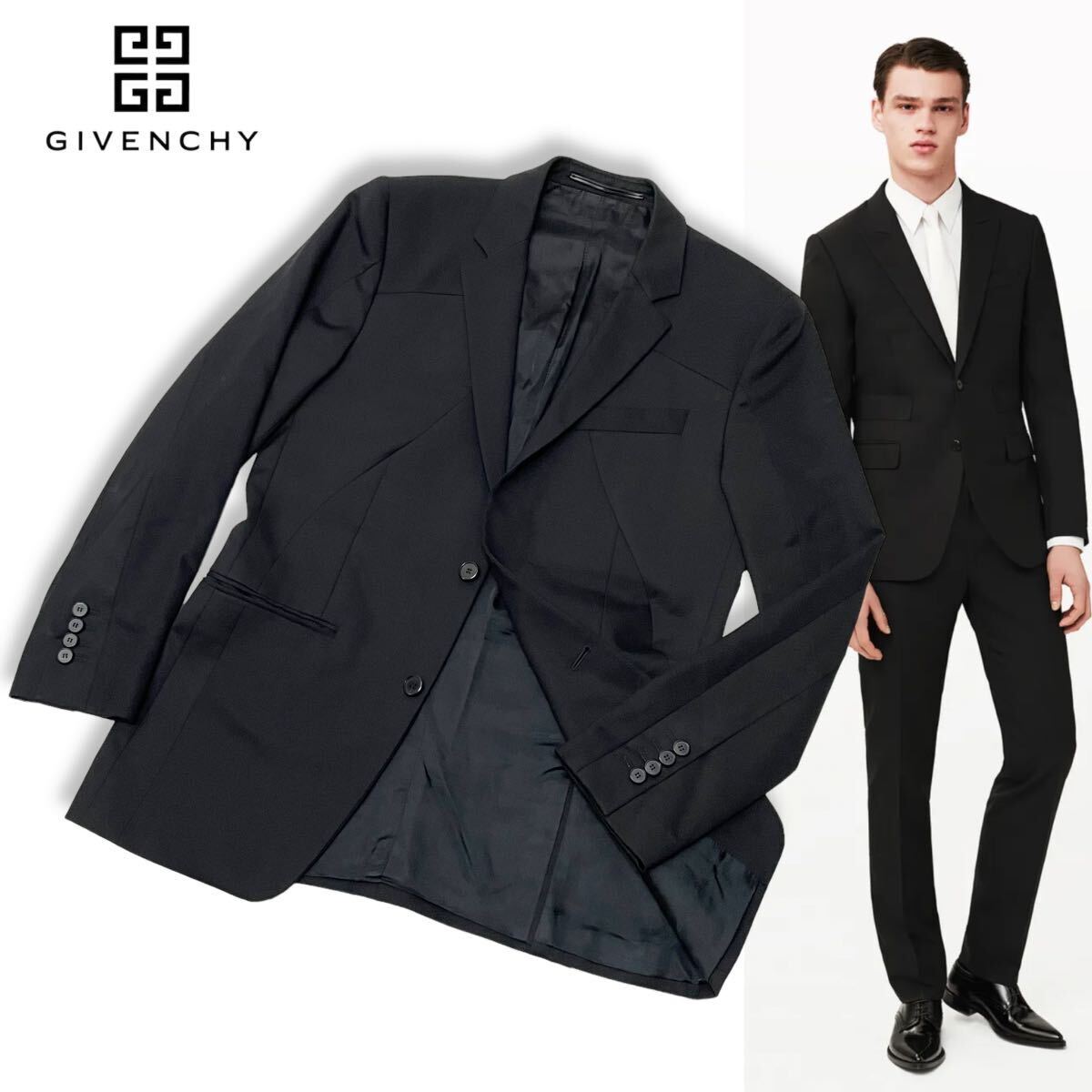 【目立った傷や汚れなし】国内正規品 GIVENCHY ジバンシィ リカルド ディッシ 2B スーツ シングル テーラードジャケット ブレザー ビジネス ブラック 46 メンズの落札情報詳細 ...