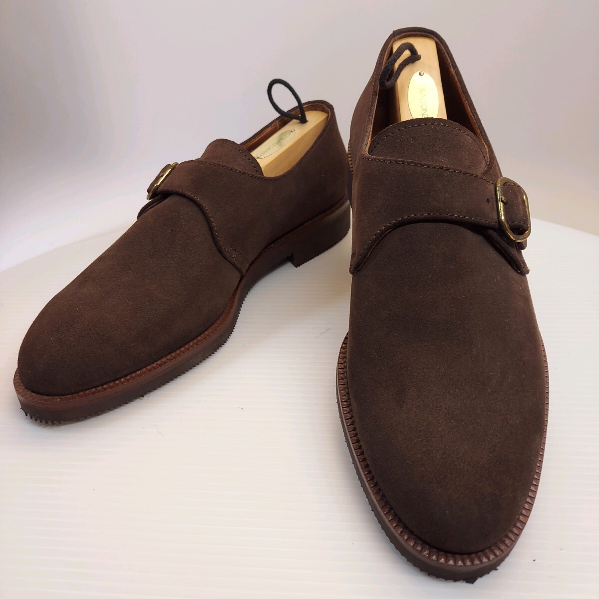 【目立った傷や汚れなし】pino giardini ピノ ジャルディーニ ビジネスシューズ シングルモンクストラップ スエード ブラウン系 26.0~26.5cm相当の落札情報詳細 ...