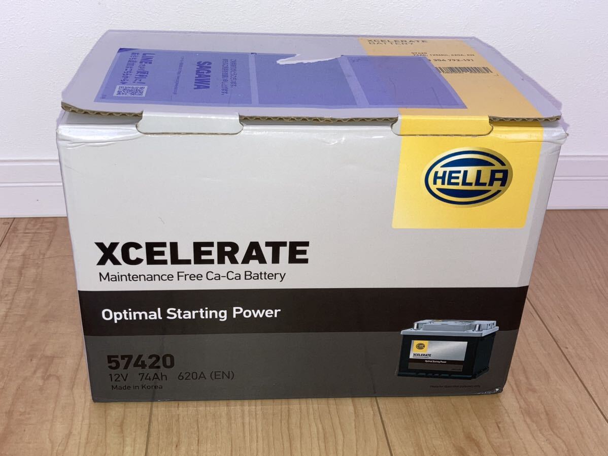 【傷や汚れあり】HELLA ヘラー バッテリー 74Ah 57420/ (適合 56638 57220 57412 57541 EP675 ...