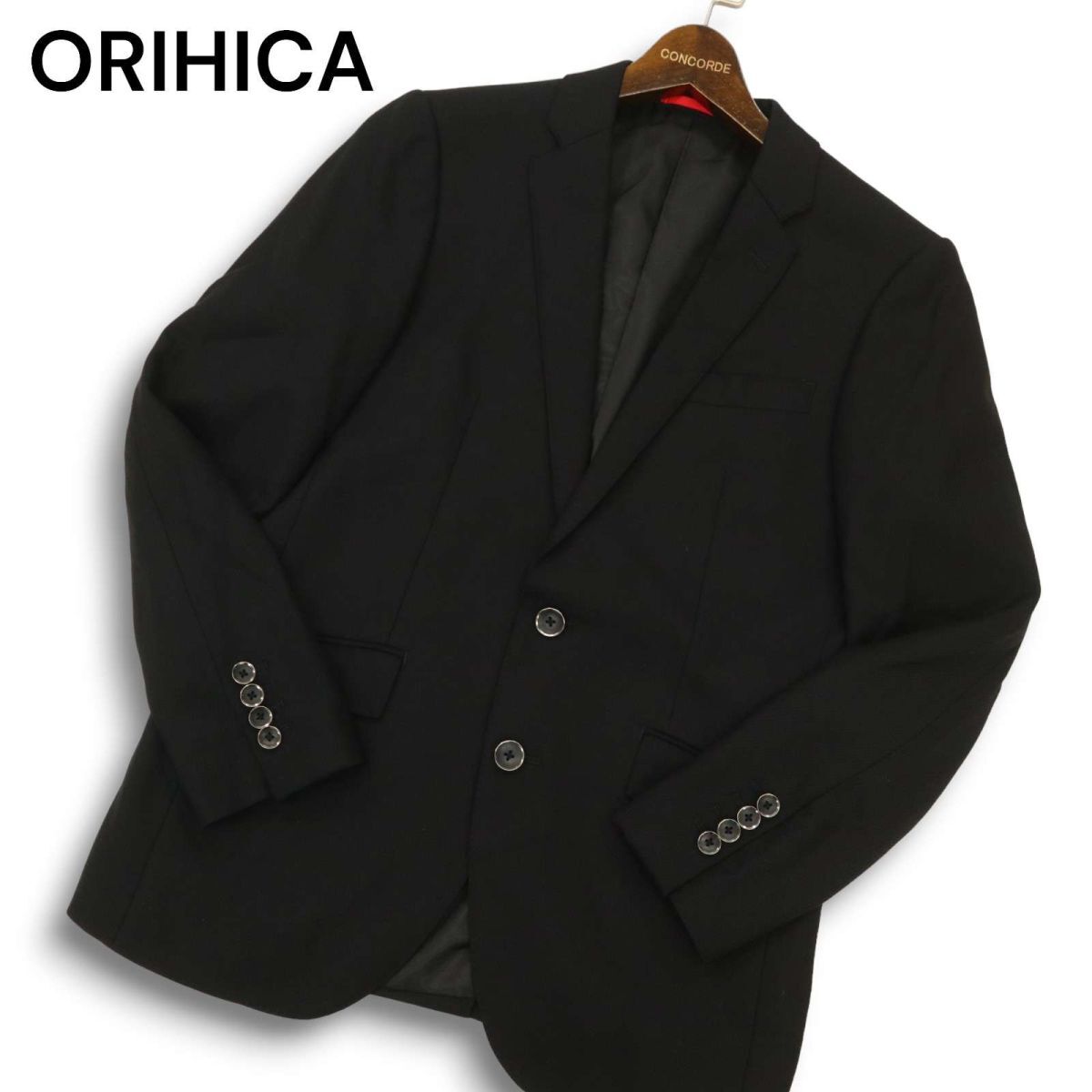 【目立った傷や汚れなし】ORIHICA オリヒカ 通年 イタリア生地★ SUPPER 100'S ウール100% 2B テーラード ジャケット Sz.L メンズ 黒 C4T07327_8#Oの ...