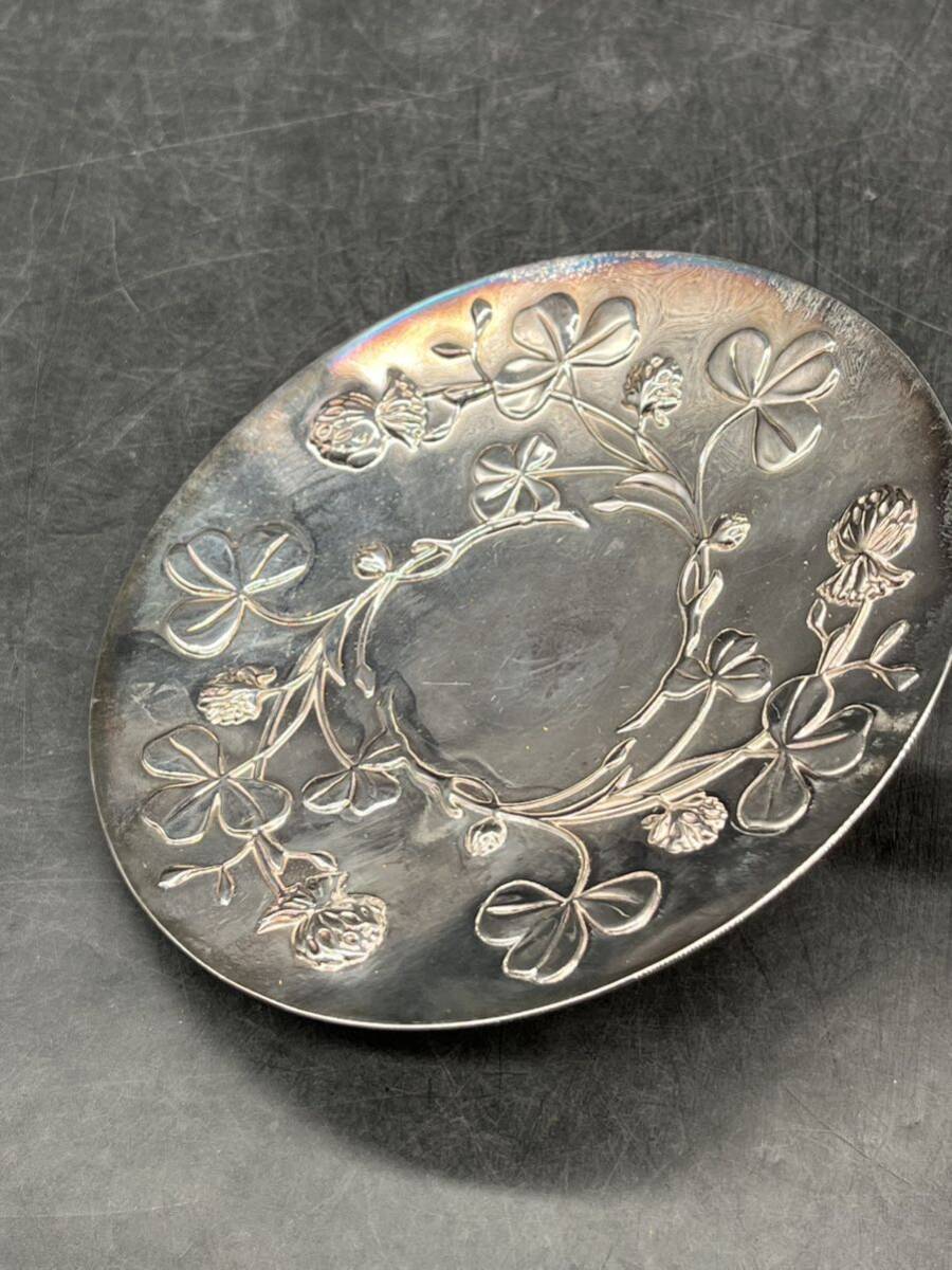【目立った傷や汚れなし】P082216 Christofle Clover France Silver 銀製彫刻花文皿 飾り皿 アンティーク ...