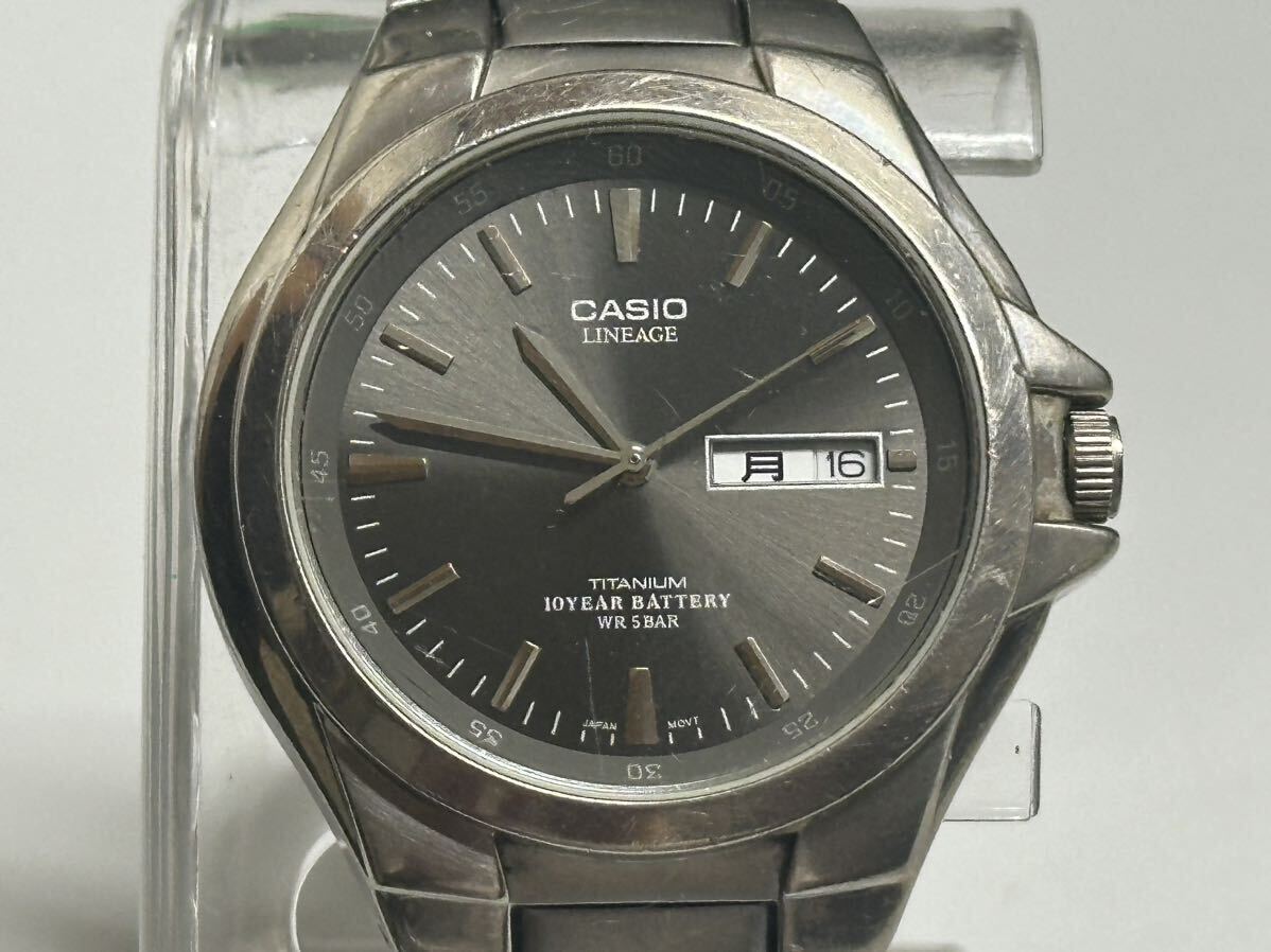 【傷や汚れあり】1円〜 CASIO カシオ LINEAGE リニエージ TITANIUM ソーラー電波時計 LIN-171J メンズ腕時計 ...