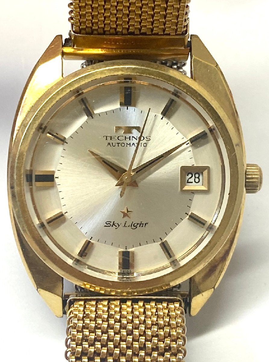 【やや傷や汚れあり】1円～ TECHNOS テクノス スカイライト 12角 シルバー文字盤 メンズ 自動巻き デイト アンティーク 稼働品 腕時計の落札情報詳細 - Yahoo!オークション ...