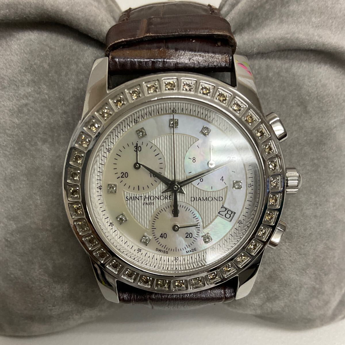 【やや傷や汚れあり】営MK29-60Y SAINTO HONORE サントノーレ レディース 腕時計 855066.1-L02 DIAMOND ...