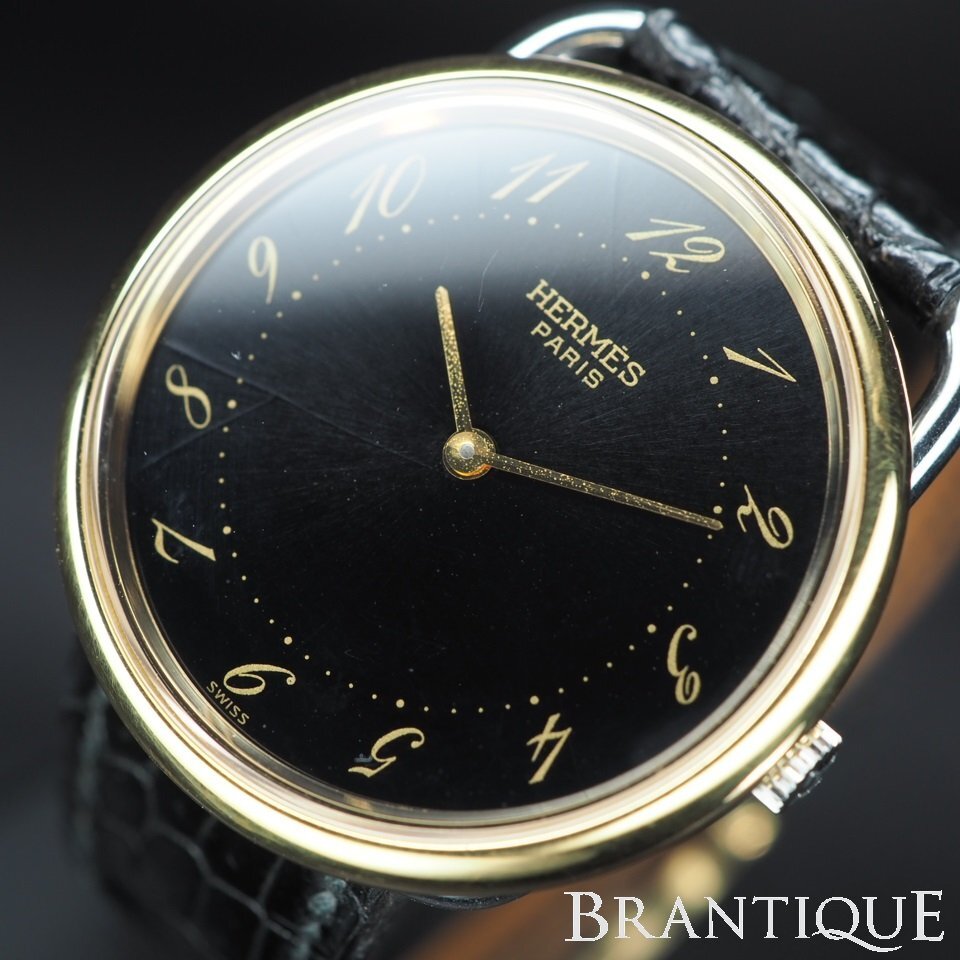 【傷や汚れあり】 1円~ HERMES エルメス アルソー GP/SS/革 QZ 黒 文字盤 USED 稼働品 クラックあり メンズ 腕時計 「25076」の落札情報詳細 - Yahoo ...