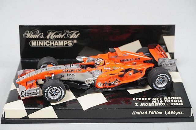 【やや傷や汚れあり】ミニチャンプス PMA 1/43 TOYOTA トヨタ スパイカー MF1 レーシング M16 T.モンテイロ 2006 ...