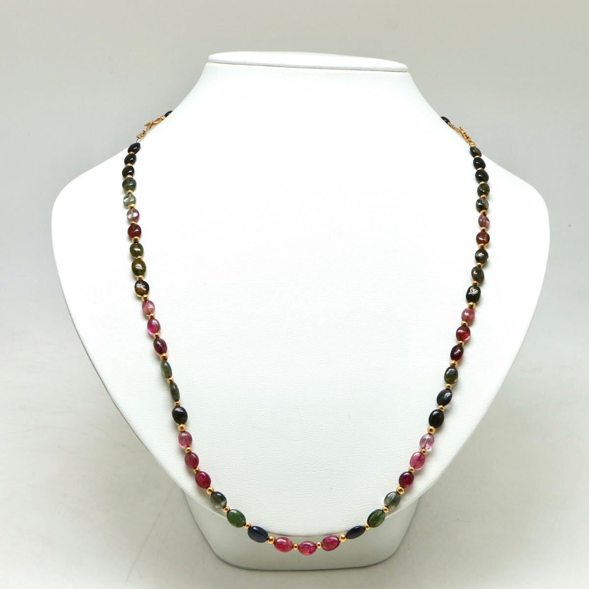 【目立った傷や汚れなし】1円〜!!《K18天然トルマリンネックレス&ブレスレット》D 15.4 約41.5cm 17.0cm tourmaline necklace EB1/EB1 M363の ...