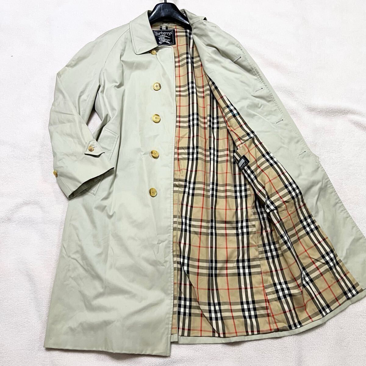 【やや傷や汚れあり】美品 バーバリーズ ステンカラーコート ロング丈 M相当 ノバチェック 派手裏地 ベージュ 比翼 フライフロント 秋冬春 Burberrys 1円〜の落札情報詳細 ...