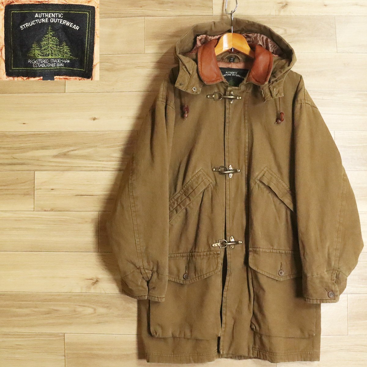 【やや傷や汚れあり】K12T/O12.5-6 アメリカ古着 AUTHENTIC ファイヤーマンジャケット 襟レザー M位 メンズ モッズコート ジャンパー ブルゾンの落札情報詳細 ...