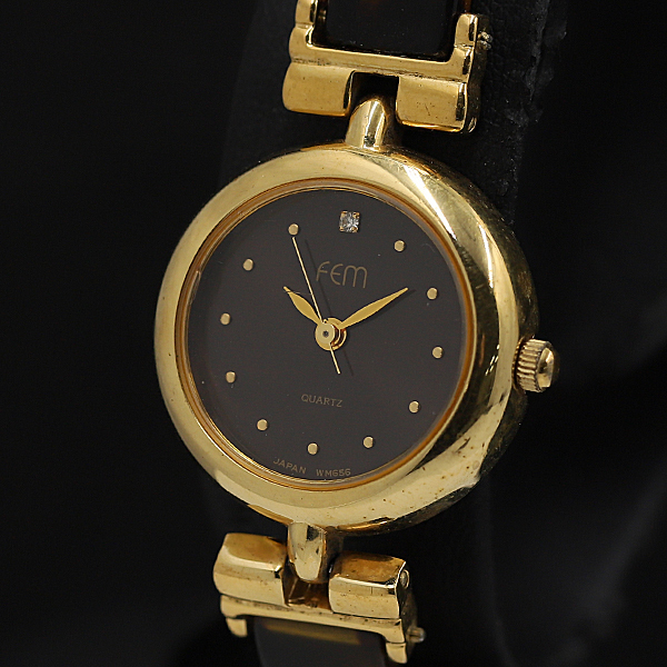 【傷や汚れあり】1円 稼働 フェム FM69 ラウンド QZ ブラウン文字盤 レディース腕時計 TKD 7605000 12APYの落札情報 ...