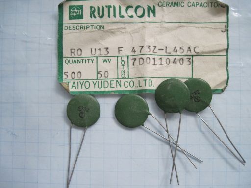 【未使用に近い】棚上上 TAIYO セラミックコンデンサ 473Z 0.047μF 50V 詳細、動作不明 未使用品ですが長期保存品（古い物 ...