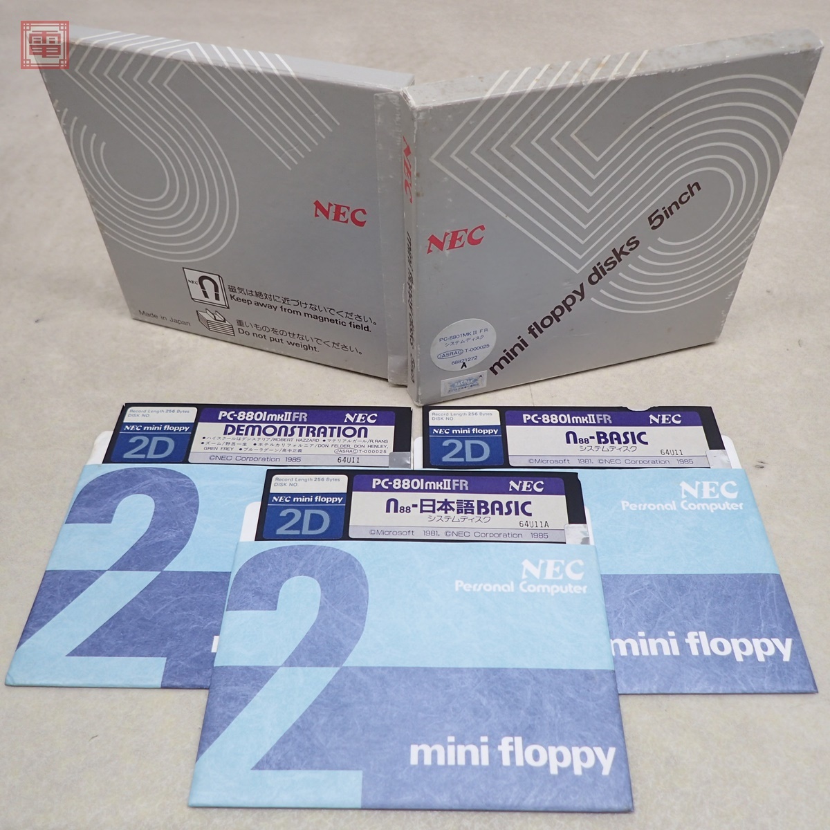 【傷や汚れあり】動作保証品 NEC PC-8801mkIIFR 5インチFD N88-BASICシステムディスク/N88−日本語BASICシステムディスク/DEMONSTRATION NEC ...
