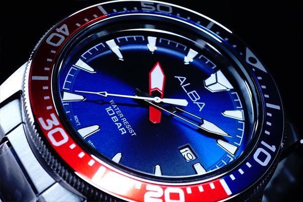 【未使用】1円～セイコーALBA逆輸入モデル海外専売GMTペプシカラーサブマリ100m防水クロノグラフ新品メンズ激レア入手困難アルバ日本未発売 ...