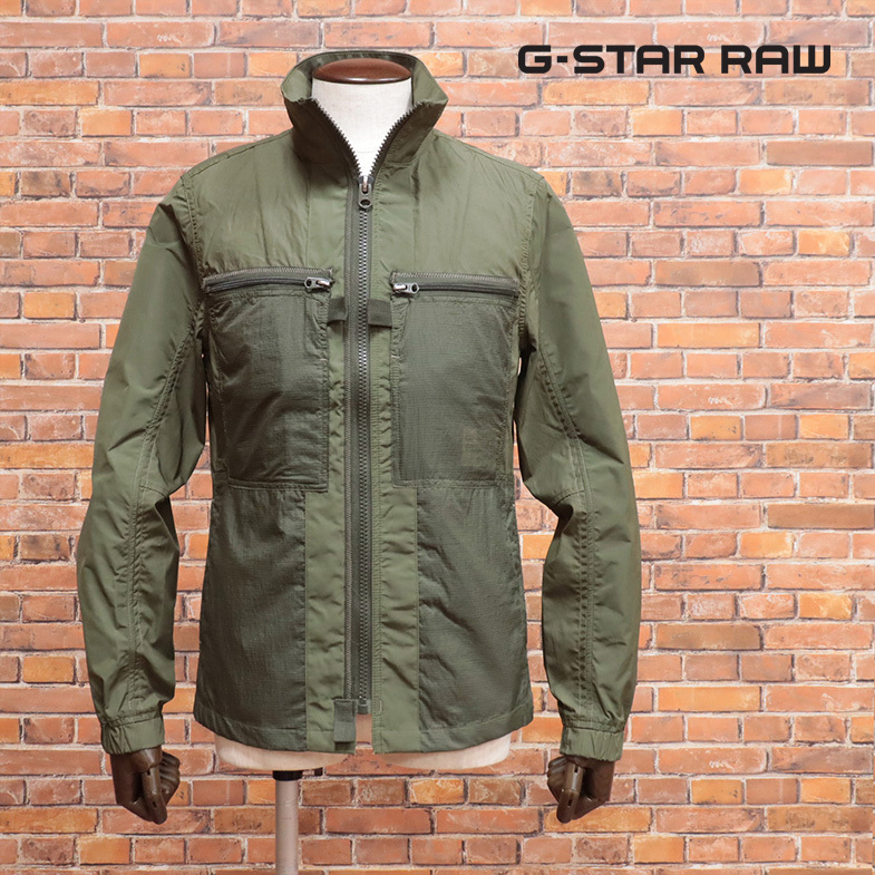 【未使用】1円/G-STAR RAW/Sサイズ/ブルゾン FABRIC MIX OVERSHIRT D19004-A790 撥水リップストップ切替 スポーティー 新品/カーキ/jh200/の ...