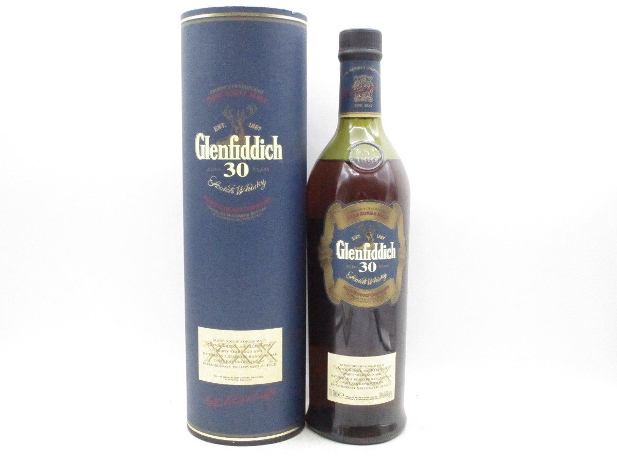 【やや傷や汚れあり】同梱不可 1円～ GLENFIDDICH 30年 グレンフィディック ピュア シングルモルト スコッチ ウイスキー 箱入 700ml 40% ※液漏れ有 V014441の ...