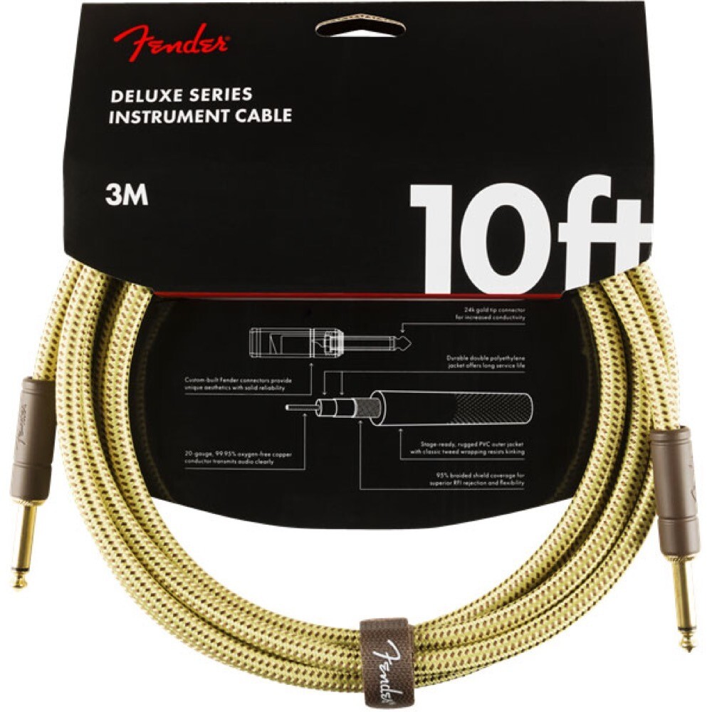 【未使用】フェンダー Fender Deluxe Series Instrument Cables SS 10' Black Tweed ...