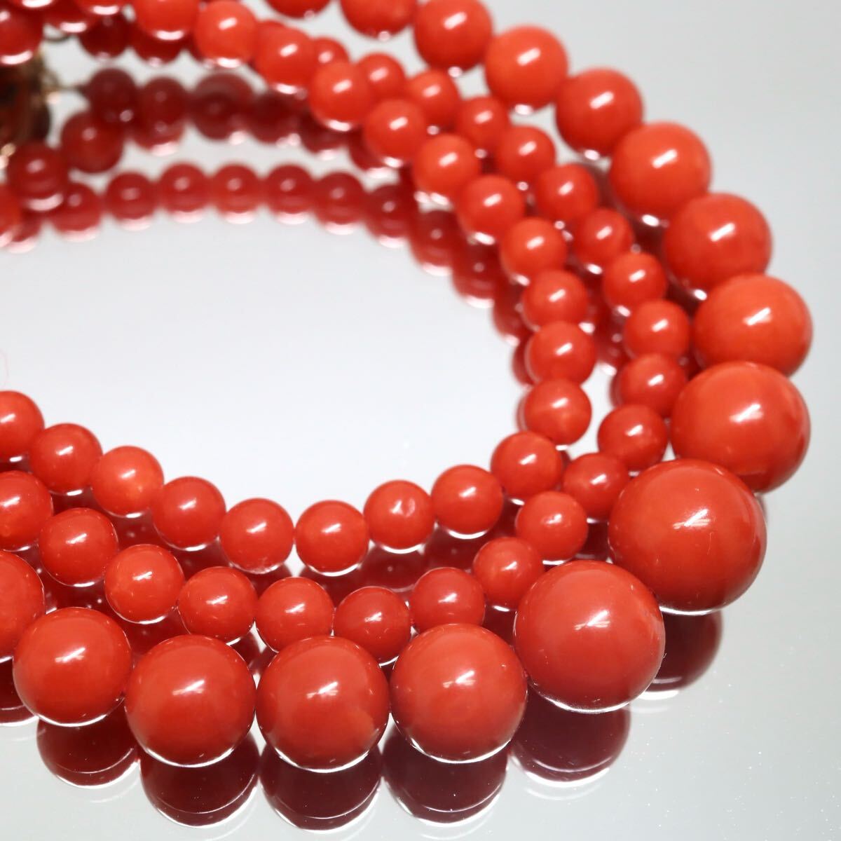 【目立った傷や汚れなし】K14!!約8.5mm珠/人気商品!! 天然本珊瑚ネックレス U 約17.3g 約44cm コーラル サンゴ coral necklace jewelry ジュエリー ...