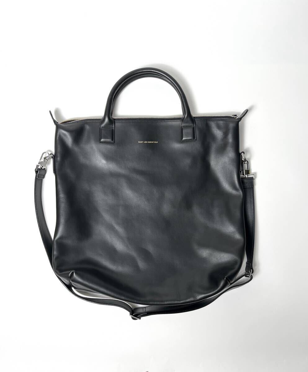 【目立った傷や汚れなし】Want less essentials トートバッグ ショルダートート レザー ブラック ビジネス トート バッグ ...