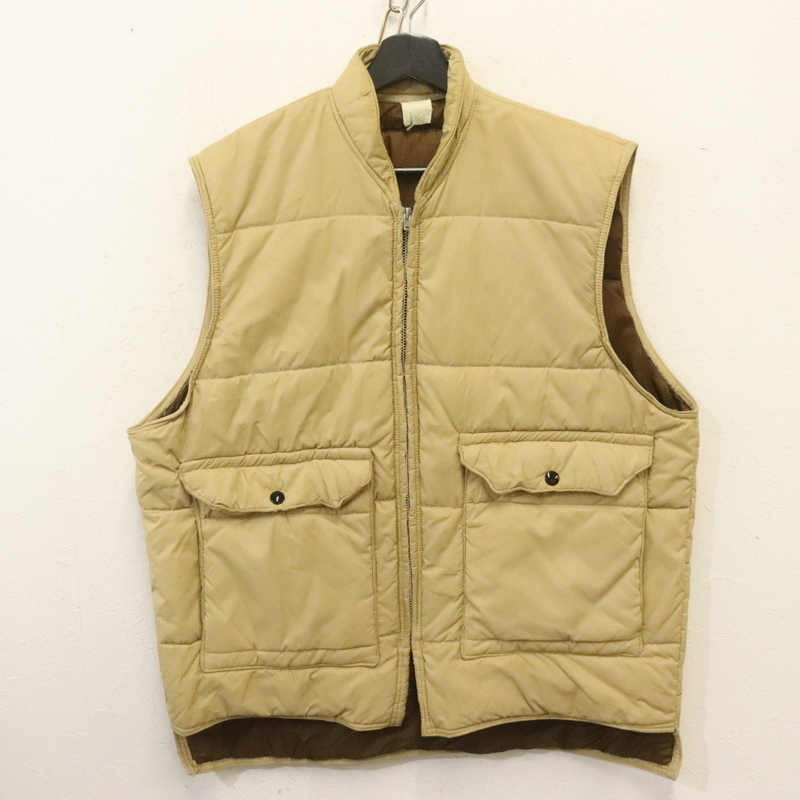 【傷や汚れあり】y678 80sビンテージ 中綿ベスト 1980年代製 Lサイズくらい ベージュ 古着 アメカジ ストリート 激安 アウター ...