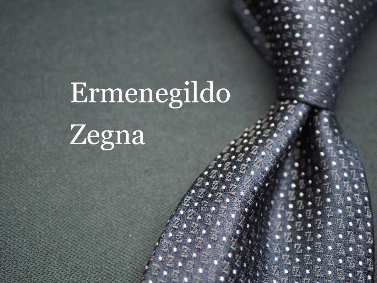 【目立った傷や汚れなし】美品【Ermenegildo Zegna エルメネジルドゼニア】 G2904 Zロゴ ネイビー系 SILK ブランド ...