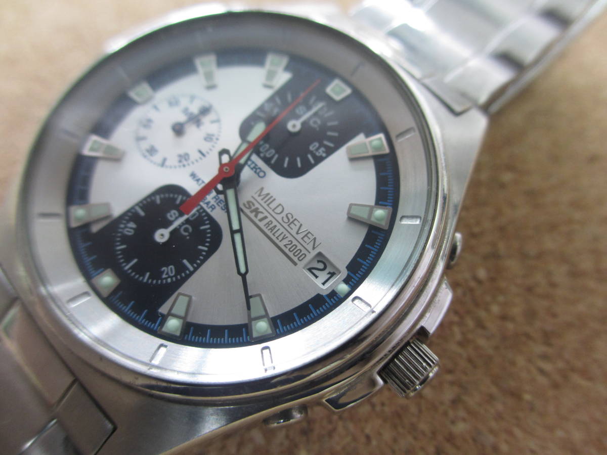 SEIKO/セイコー/MILD SEVEN SKI RALLY 2000 クロノグラフ 腕時計/マイルドセブン/V657-9030/電池交換 ...