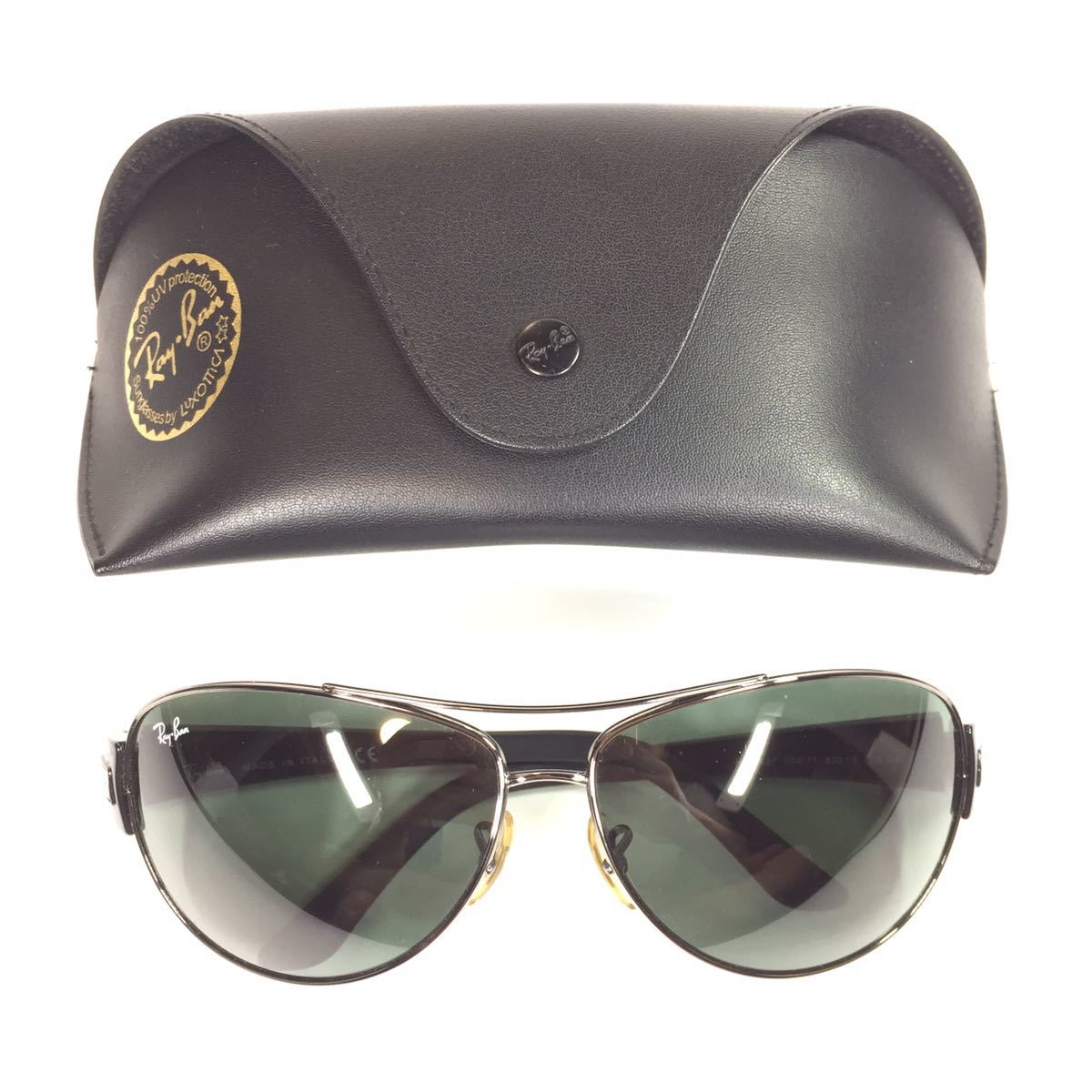 【レイバン】本物 Ray-Ban サングラス RB3467 ティアドロップ 黒×グレー メンズ レディース イタリア製 ケース付き 送料520 ...