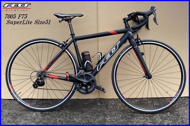 #綺麗【フェルト FELT Fシリーズ 7005 F75 SuperLite Size51 アルミフレーム サテンブラック シマノ105 ...