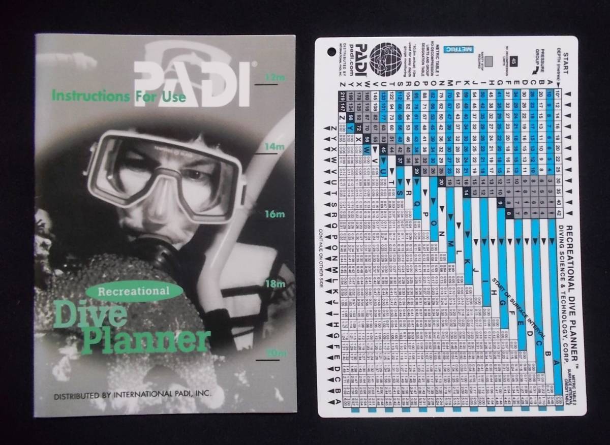【未使用】PADI Recreational Dive Planner Table★リクリェーショナル ダイブプラナー(英語)English ...