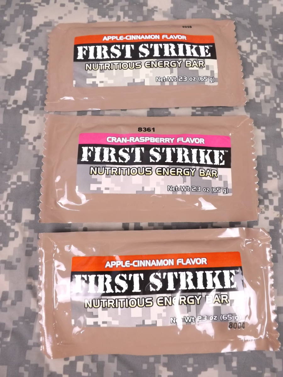 【未使用】米軍 MREレーション FIRST STRIKE ENERGY BAR エナジーバー 2種類 ミリ飯 ミリメシ 戦闘糧食 未開封 ...
