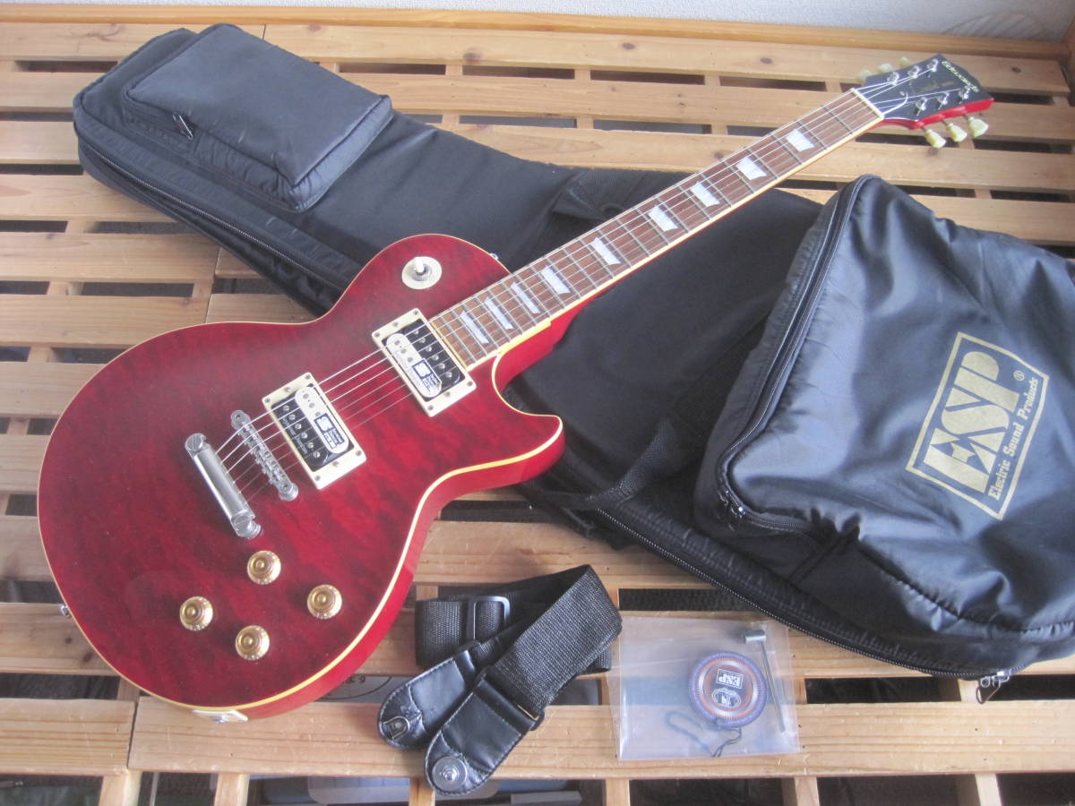 【やや傷や汚れあり】Edwards by ESP(エドワーズ)E-LP-125SD/QM Black Cferry★S.Duncan ダンカンP.U搭載レスポールタイプエレキギター 中古品 ...