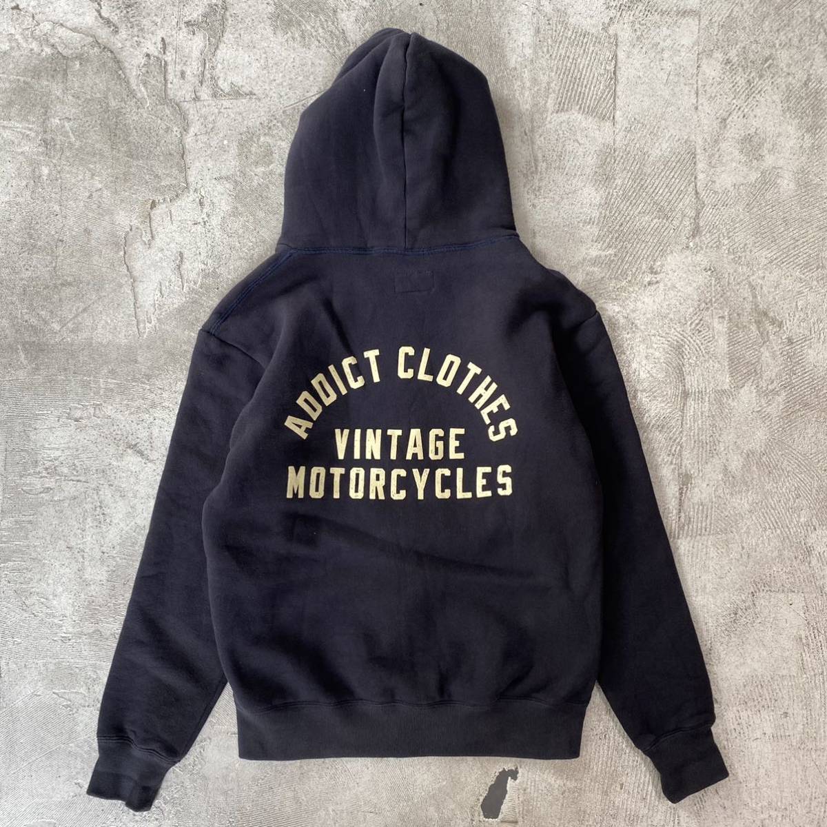 【目立った傷や汚れなし】定番 addict clothes アディクトクローズ Logo Zip Hoodie ロゴ ジップ パーカー フーデ ...