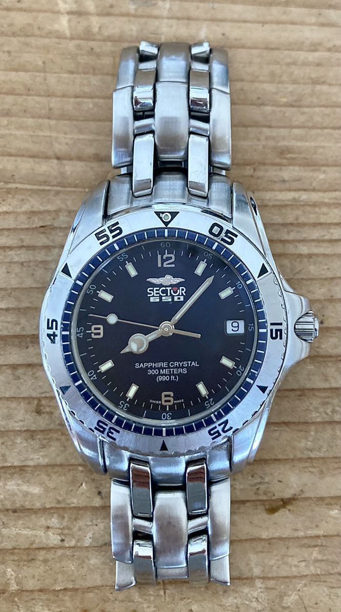【傷や汚れあり】【稼働品】セクター650☆SECTOR 650★メンズ☆ダイバー腕時計★SWISS MADE☆サブマリーナ★エルジン★ ...