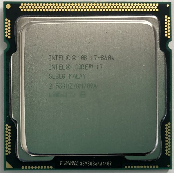 【やや傷や汚れあり】Core i7-860s ×1枚 Intel CPU 2.53GHz SLBLG 4コア 8スレッド ソケット ...