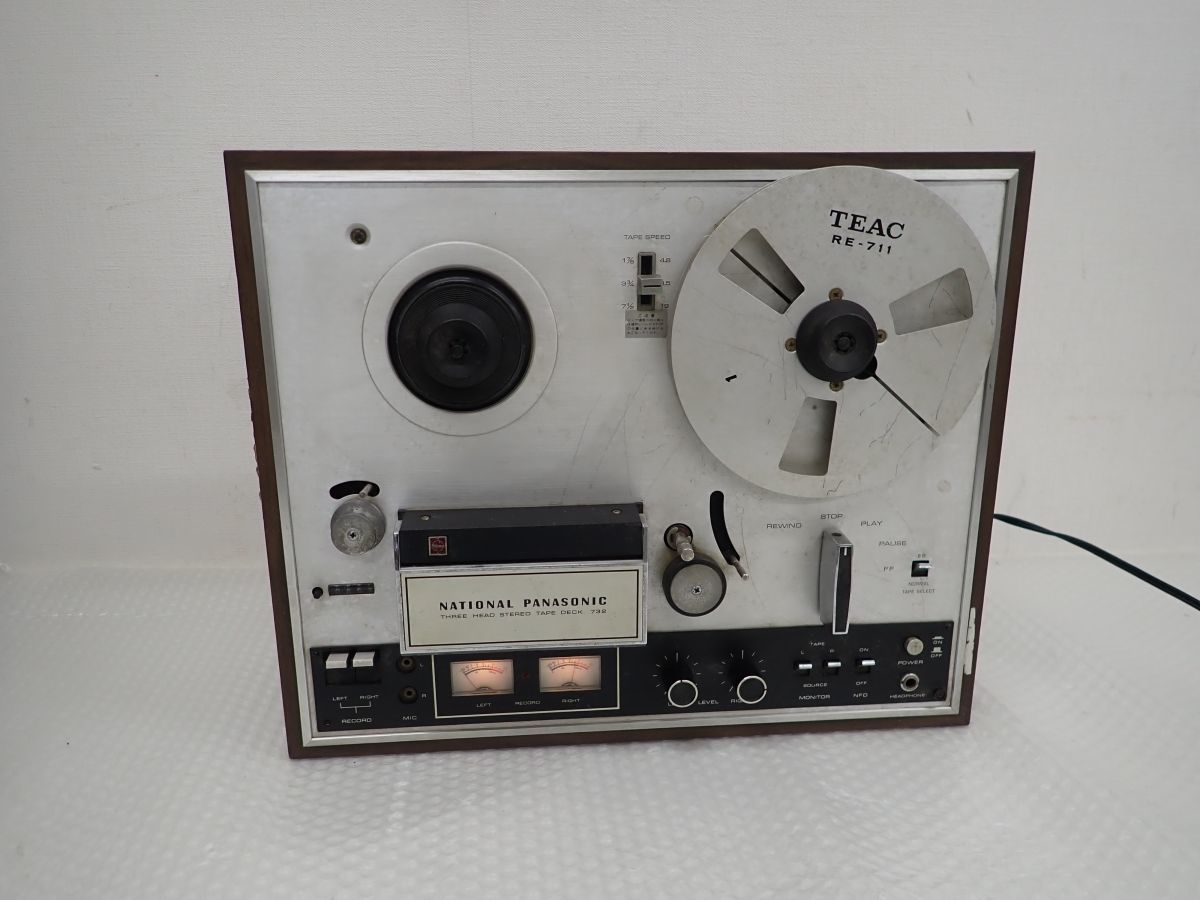 【中古】☆D481-100 NATIONAL PANASONIC オープンリールデッキ RS-732U、TEAC RE-711 メタル リール ...